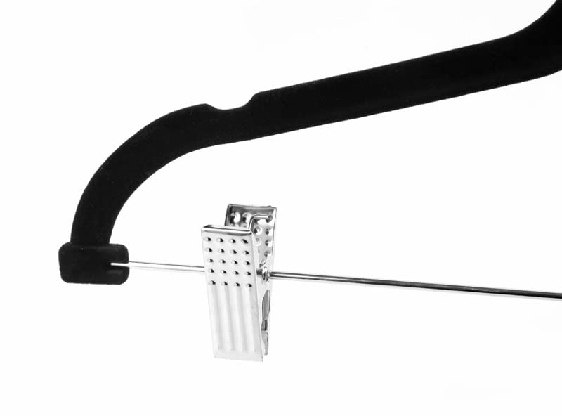 MANZOO Pants Hangers Skirt Hangers Velvet Hangers with Clips Pant Hangers with Clips Skirt Hangers, 20PACK Black