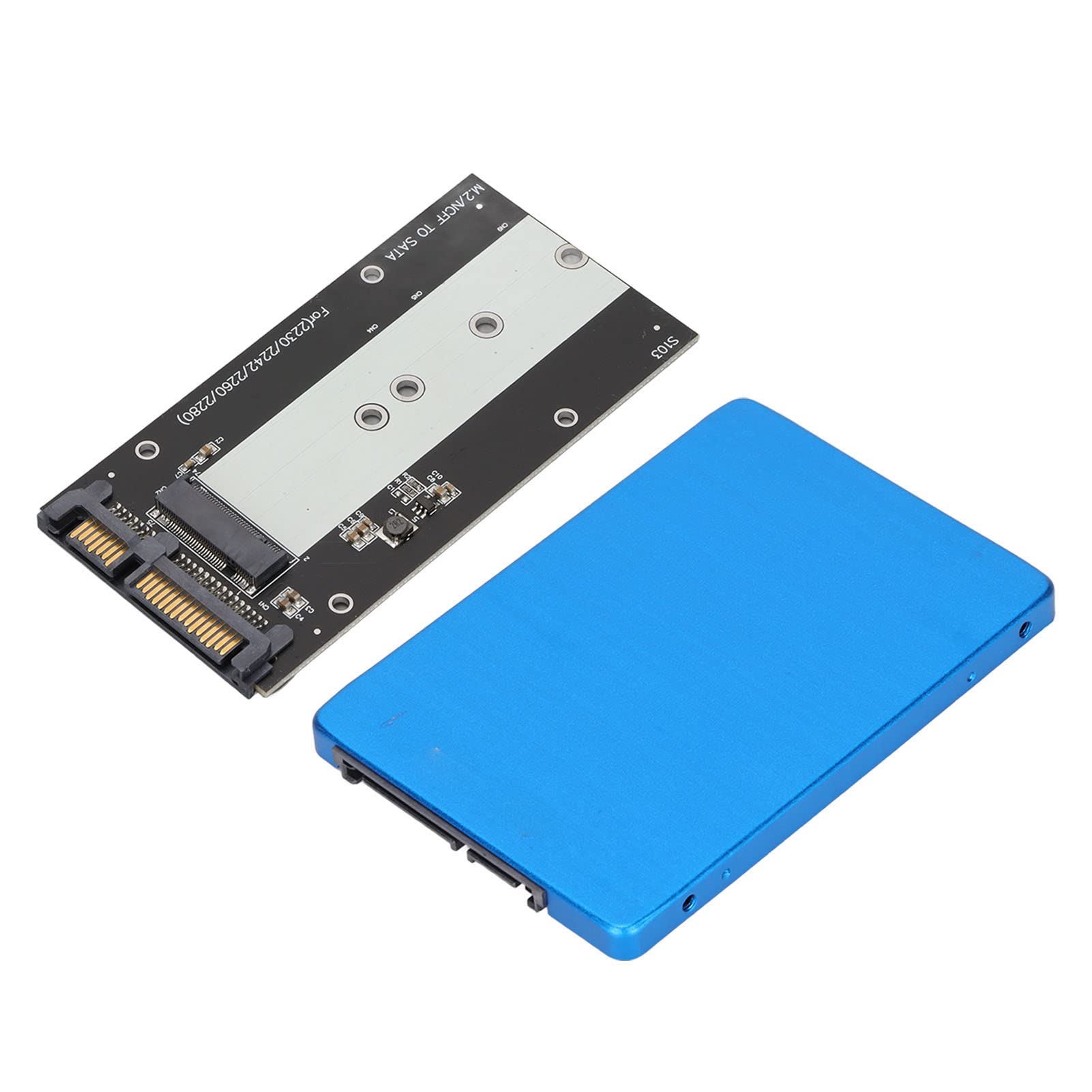 CCYLEZ NGFF M.2 to SATA3.0 SSD Hard Disk Drives, 6Gbps Ultra Thin Aluminum Alloy 2.5in SSD Hard Disk Adapter Box Support 2230, 2242, 2260, 2280mm (Blue)