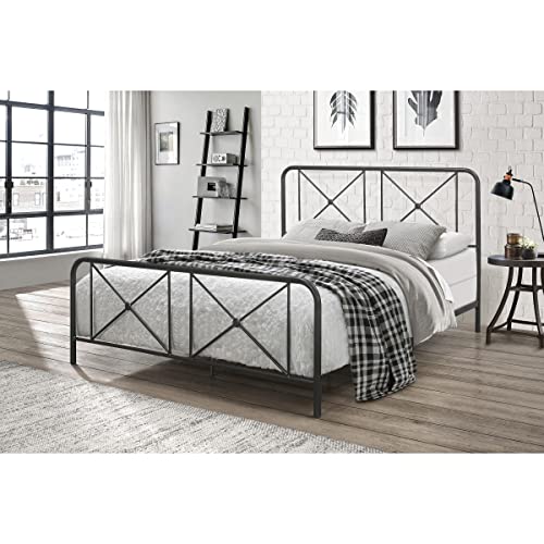 Hillsdale Furniture Queen Metal Bed with Double X Design Platform, Black