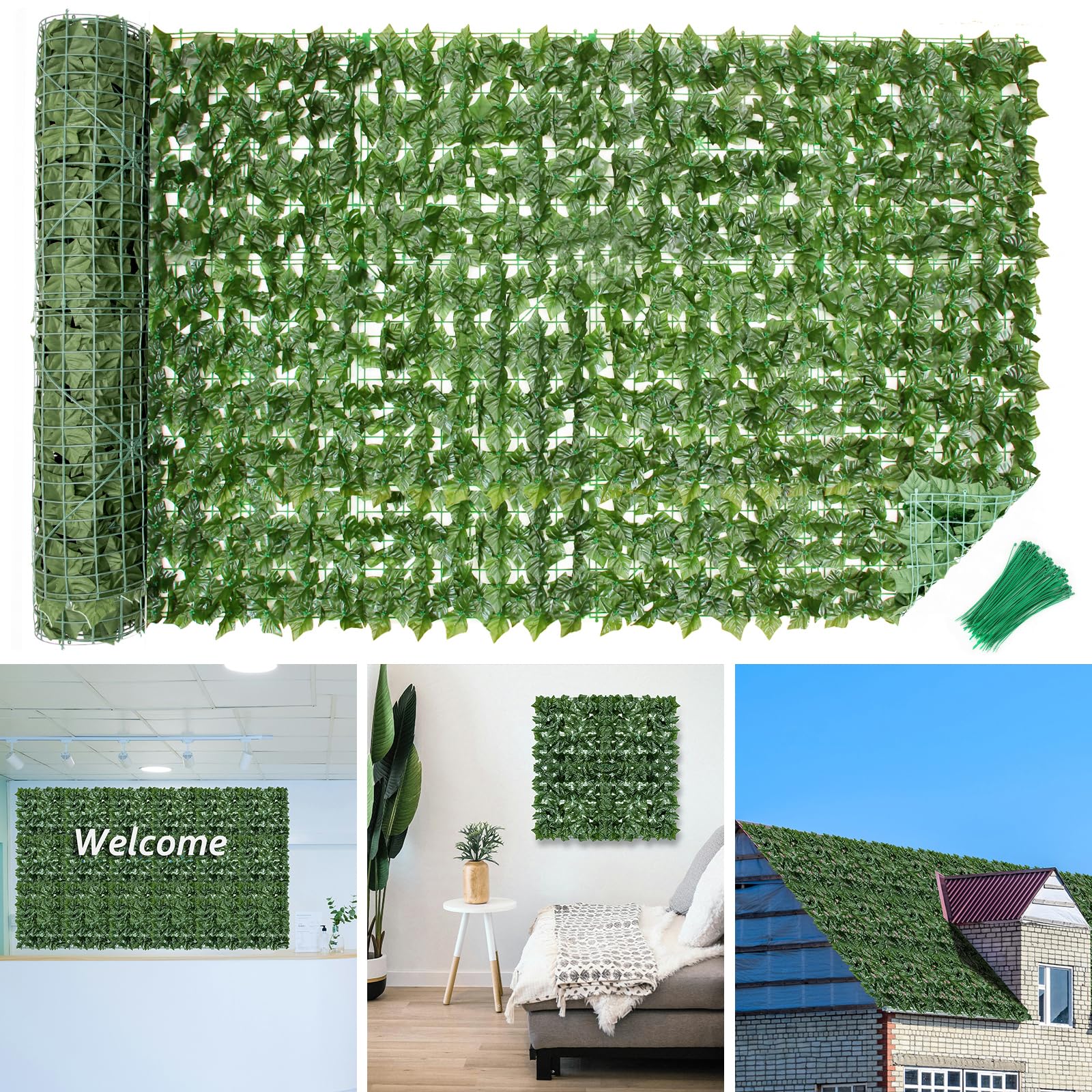 Brightdeco Artificial Ivy Privacy Fence Screen 40.5x120in Privacy Hedges Wall for Indoor Outdoor Garden Backyard Decor