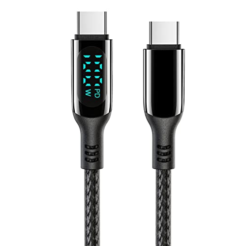 MINSLIS DC01 USB C Cable - 100W PD 5A Fast Charge, LED Display, Nylon Braided Type C Cord for Samsung Galaxy, MacBook, iPad (3.3ft)