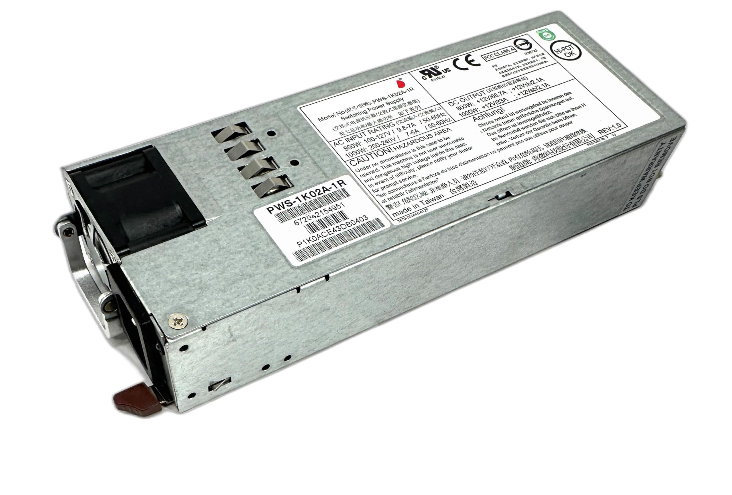 Supermicro PWS-1K02A-1R 1U 1000W Redundant Power Supply 73.5mm width Titanium Level,RoHS/REACH