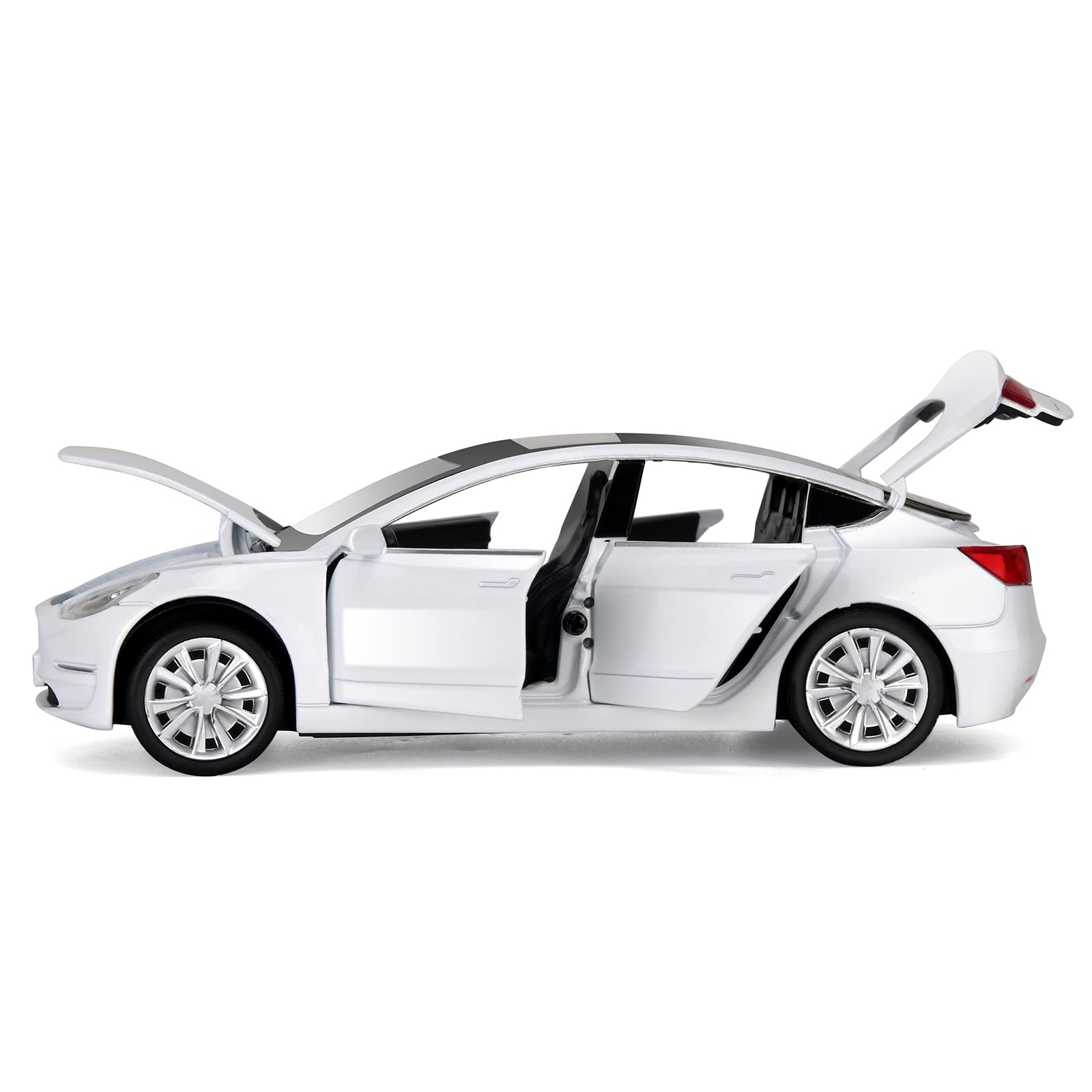 MYJJTYS Toy Car 1/32 Model 3 Metal Die Casting Pull Back Car for 3 4 5 6 7 Year Old boy Toy with Sound and Light,White