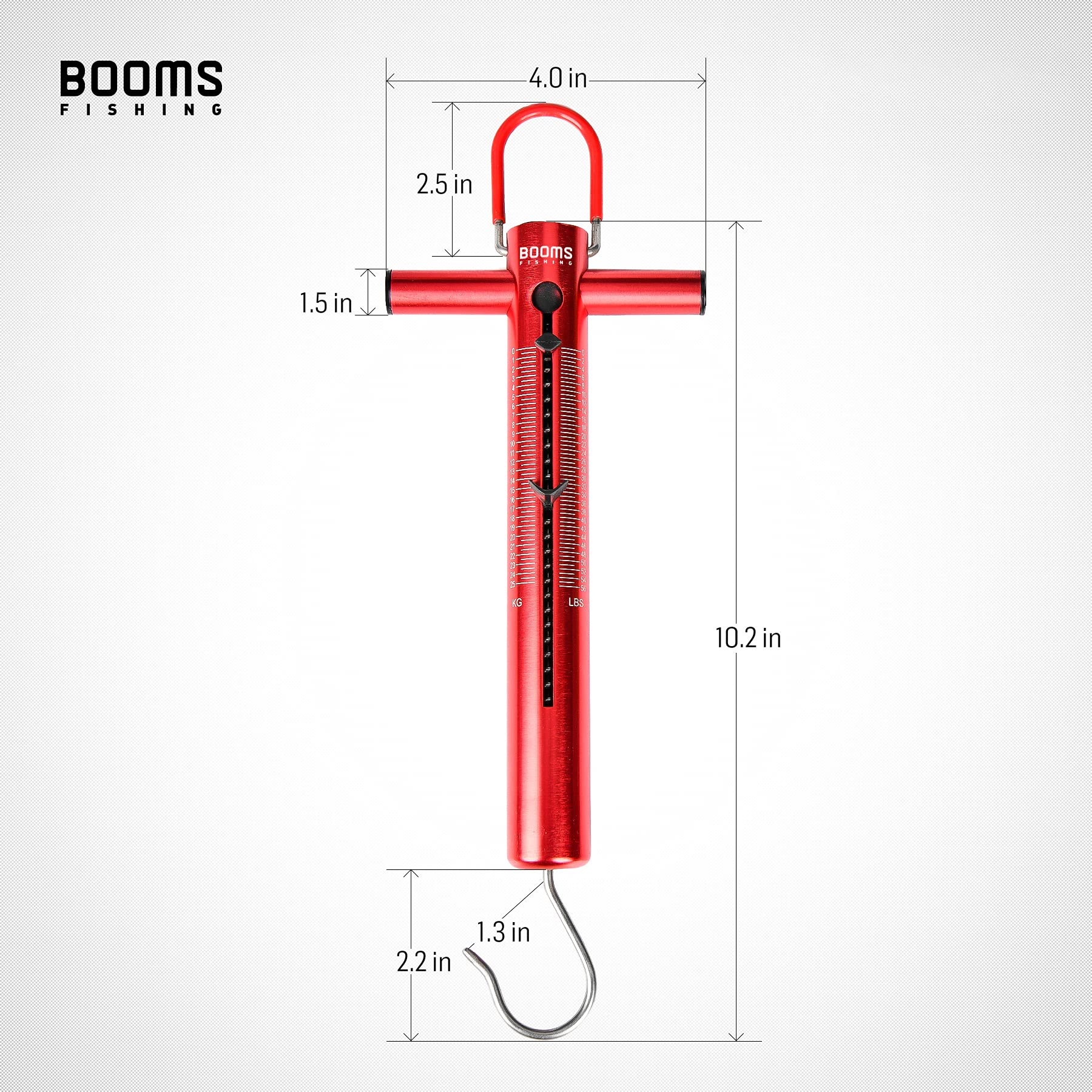Booms Fishing TS1 Aluminum Tube Spring & Hook Scale 50LB/22KG