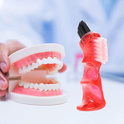 Healeved 3pcs Denture Cleaning Brushes Denture Brush Toothbrush Ergonomic Handle Denture Toothbrush Portable for False Teeth Cleaning