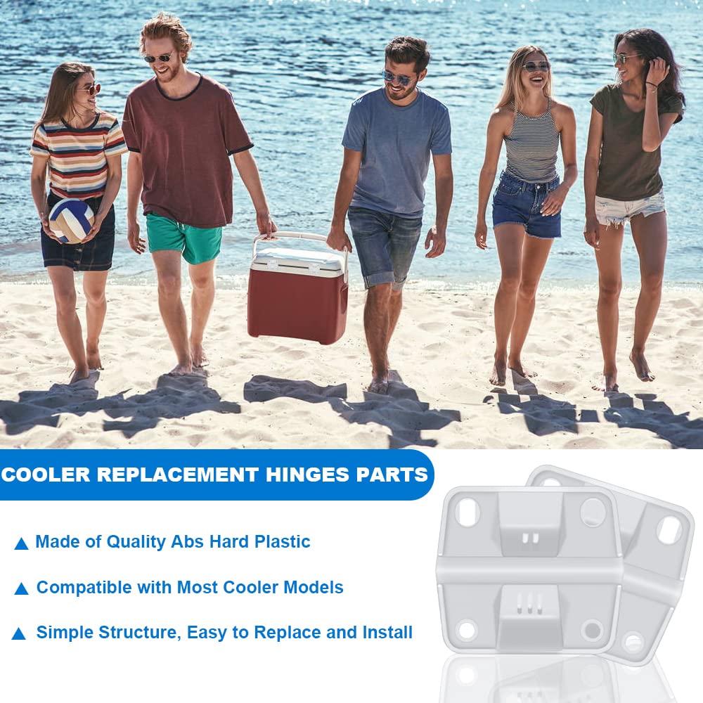 Cooler Replacement Plastic Hinges and Screws Kit, Compatible with Coleman Cooler Models:5226, 5227B,5235,5236, 5240, 5241, 5241A, 5245, and 5250 Quality Cooler Replacement Hinges and Screws 4 Pack.