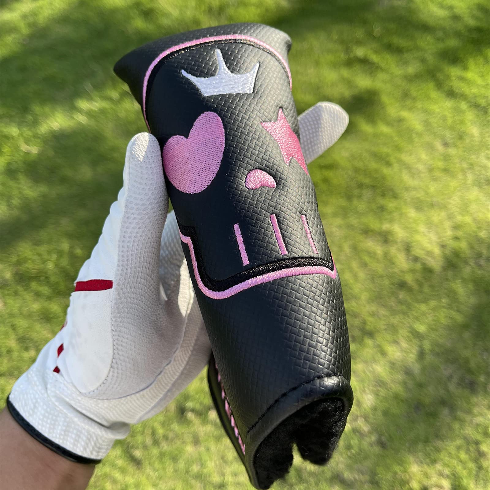 CALONG Golf Putter Blade Head Cover Black/Pink Skull Golf Clubs Cover for Scotty Cameron Ping Odyssey Taylormade