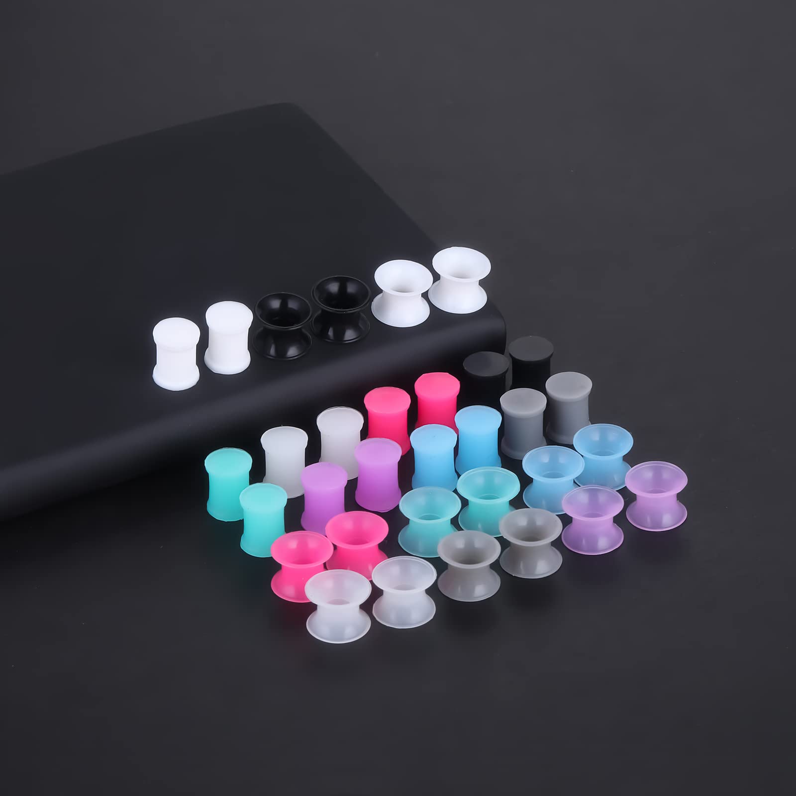 Jusway Plugs and Tunnels for Ear Lobe Ear Gauge Silicone Ear Plugs Ear Piercings Plugs Size 0 Gauges(32PCS)