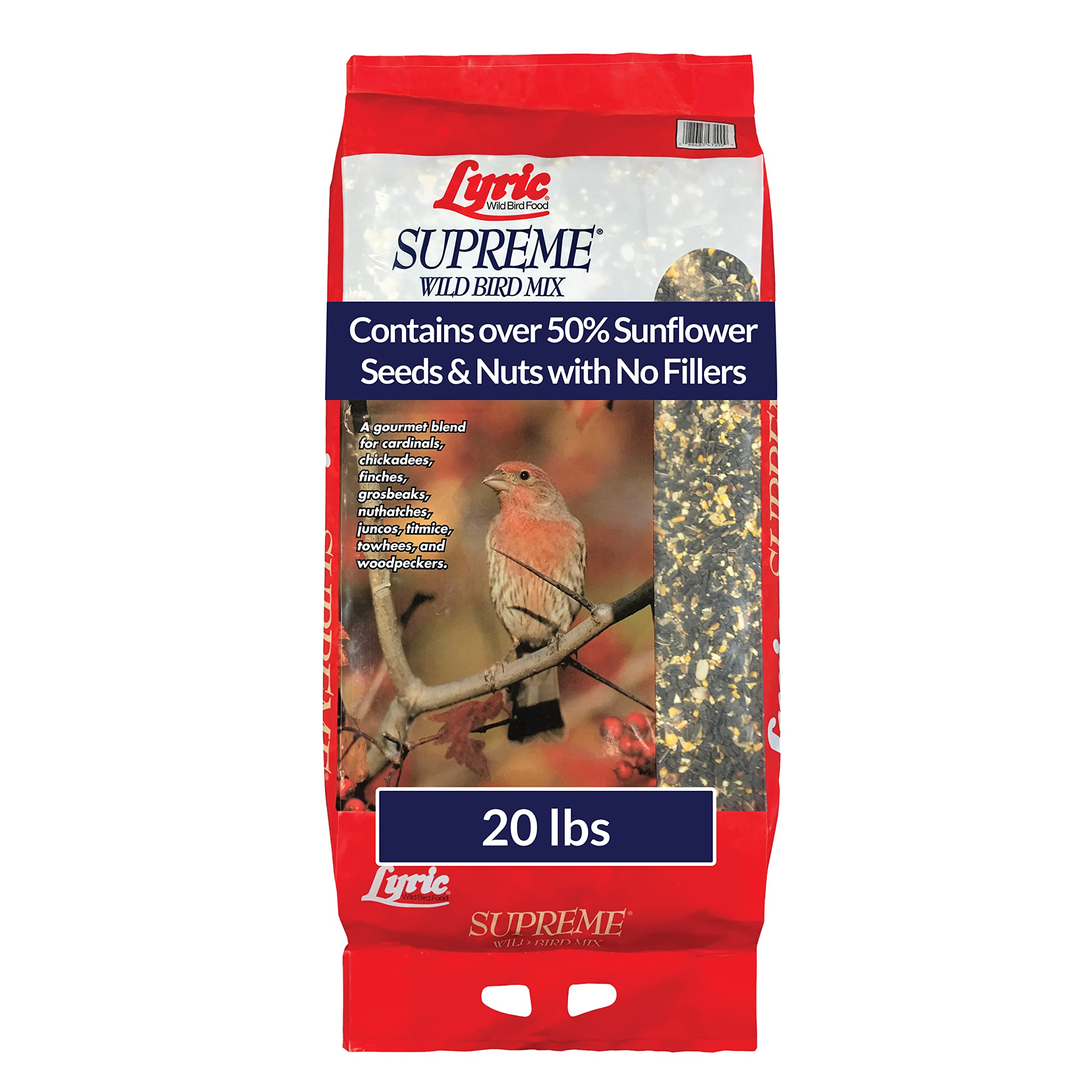 Lyric Supreme Wild Bird Seed, Wild Bird Food Mix with Nuts and Sunflower Seeds, 20 lb. Bag