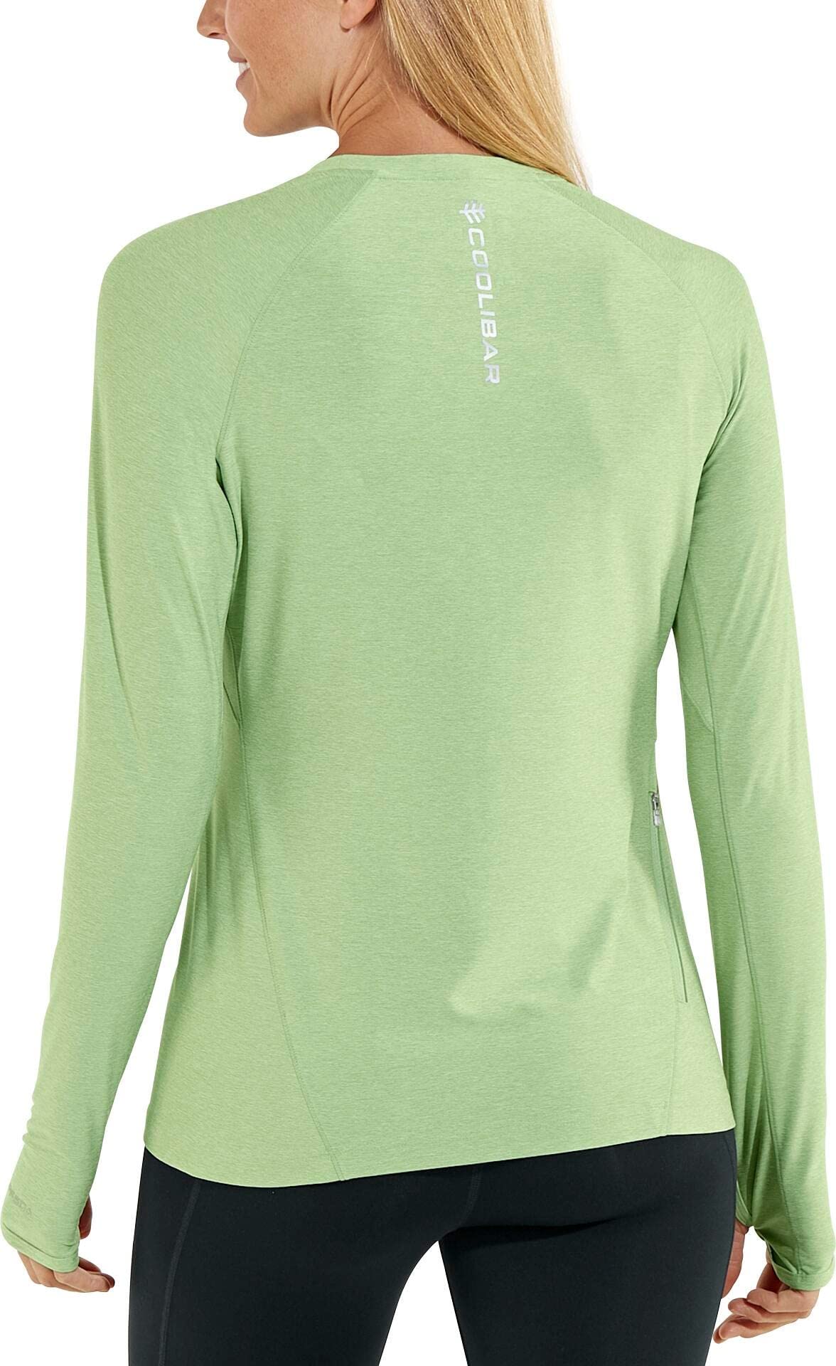 Coolibar UPF 50+ Women's Devi Long Sleeve Fitness T-Shirt - Sun Protective (Large- Spring Green Heather)