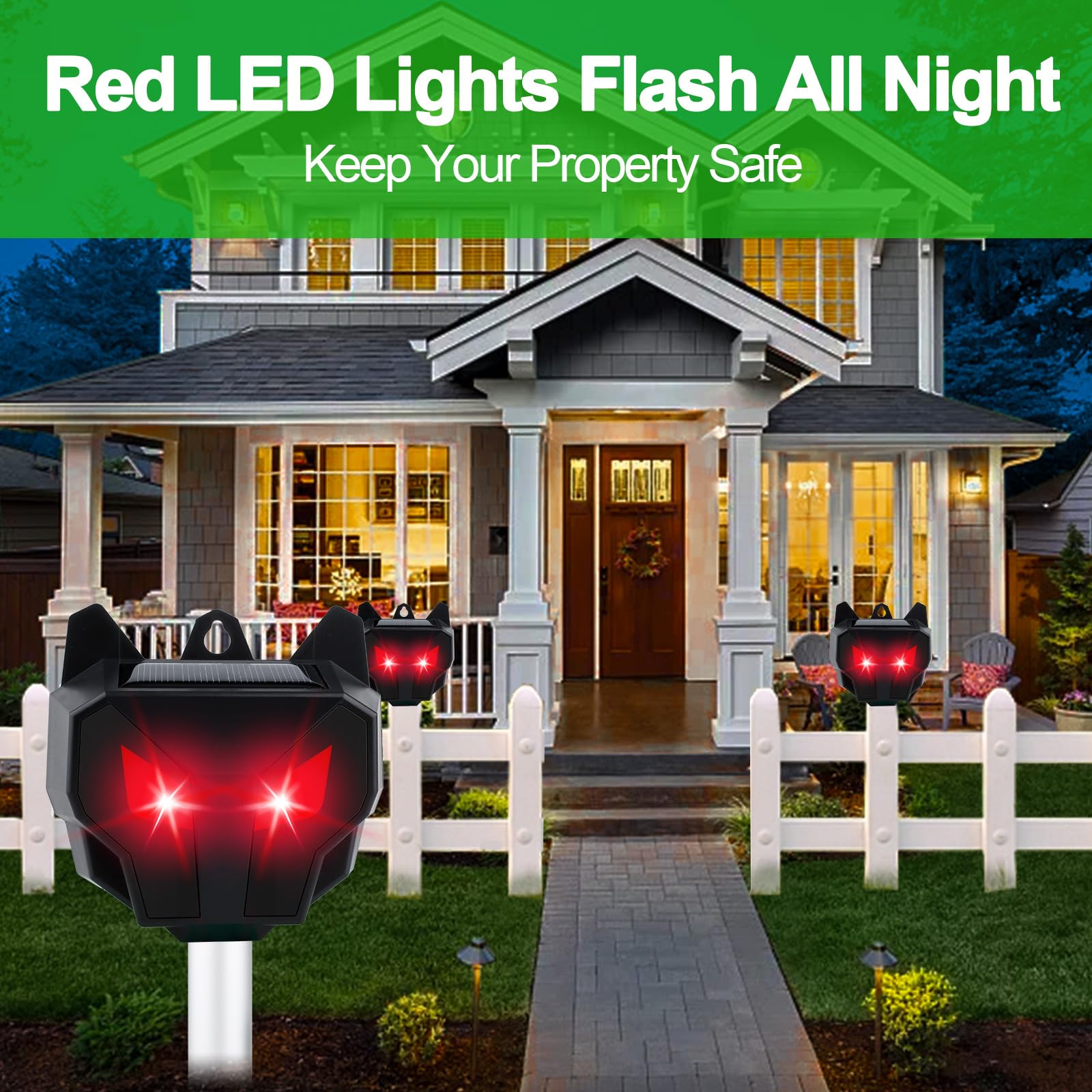 Coyote Deterrent, Solar Nocturnal Animal Repeller Predator Light Scare, Repellent Device for Coyote,Deer,Raccoon for Chicken Coop,Farm,Yard(2 Packs)