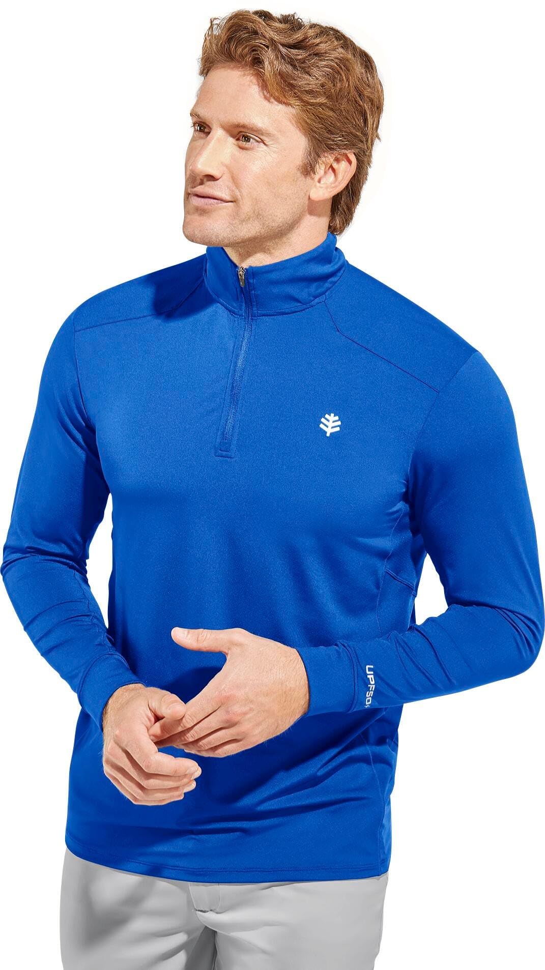Coolibar UPF 50+ Men's Agility Performance Pullover - Sun Protective (X-Large- Spring Green Heather)