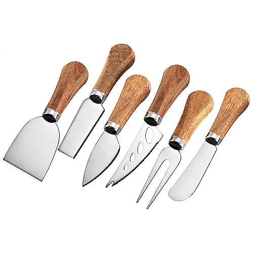 Clarmonde Premium Wooden Handle Cheese Tool Set - 6 Piece Cheese Knife Set - Cut, Spread All Your Favorite Cheeses (6-piece wooden set)