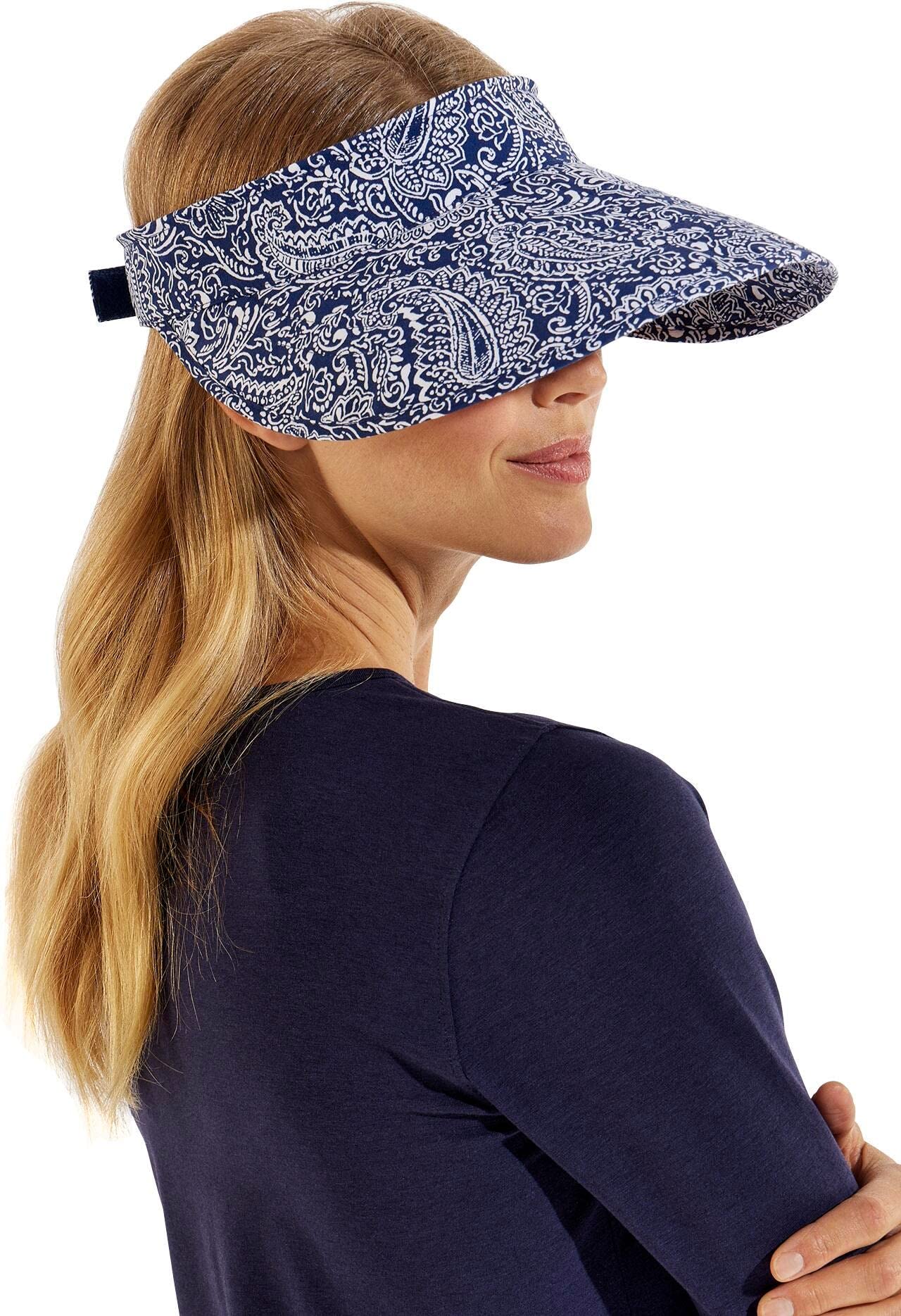 Coolibar Women's Visor, Navy Artisan Paisley, one Size fits Most