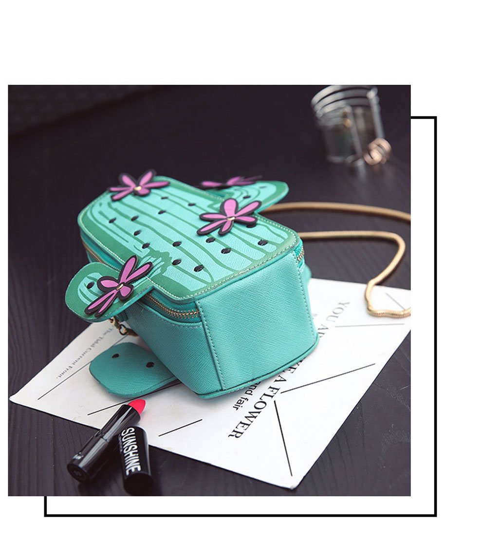 MILATA Women Cactus Shape PU Leather Mini Cross Body Bag Cute Purses Shoulder Chain Bag