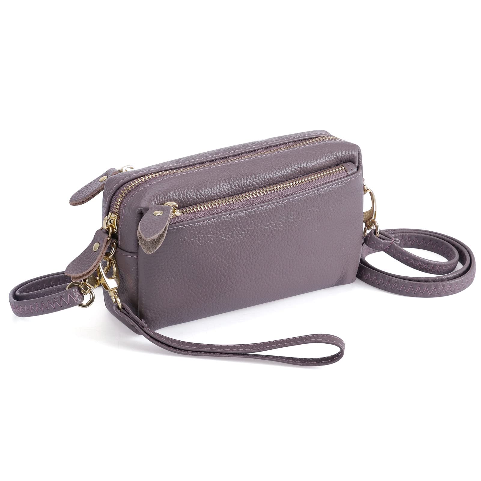 Phenas Small Leather Crossbody Bag CellPhone Purse Mini Shoulder Handbag with Wristlet Clutch Purse for Women Girls
