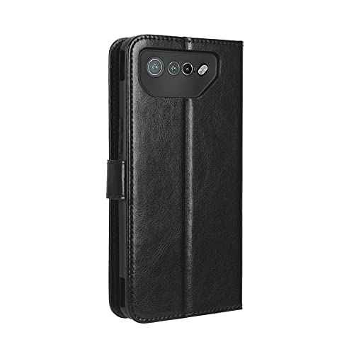Kukoufey Case for Asus ROG Phone 7 Leather Case,Flip Leather Wallet Cover Case for Asus ROG Phone 7 Ultimate Case Black