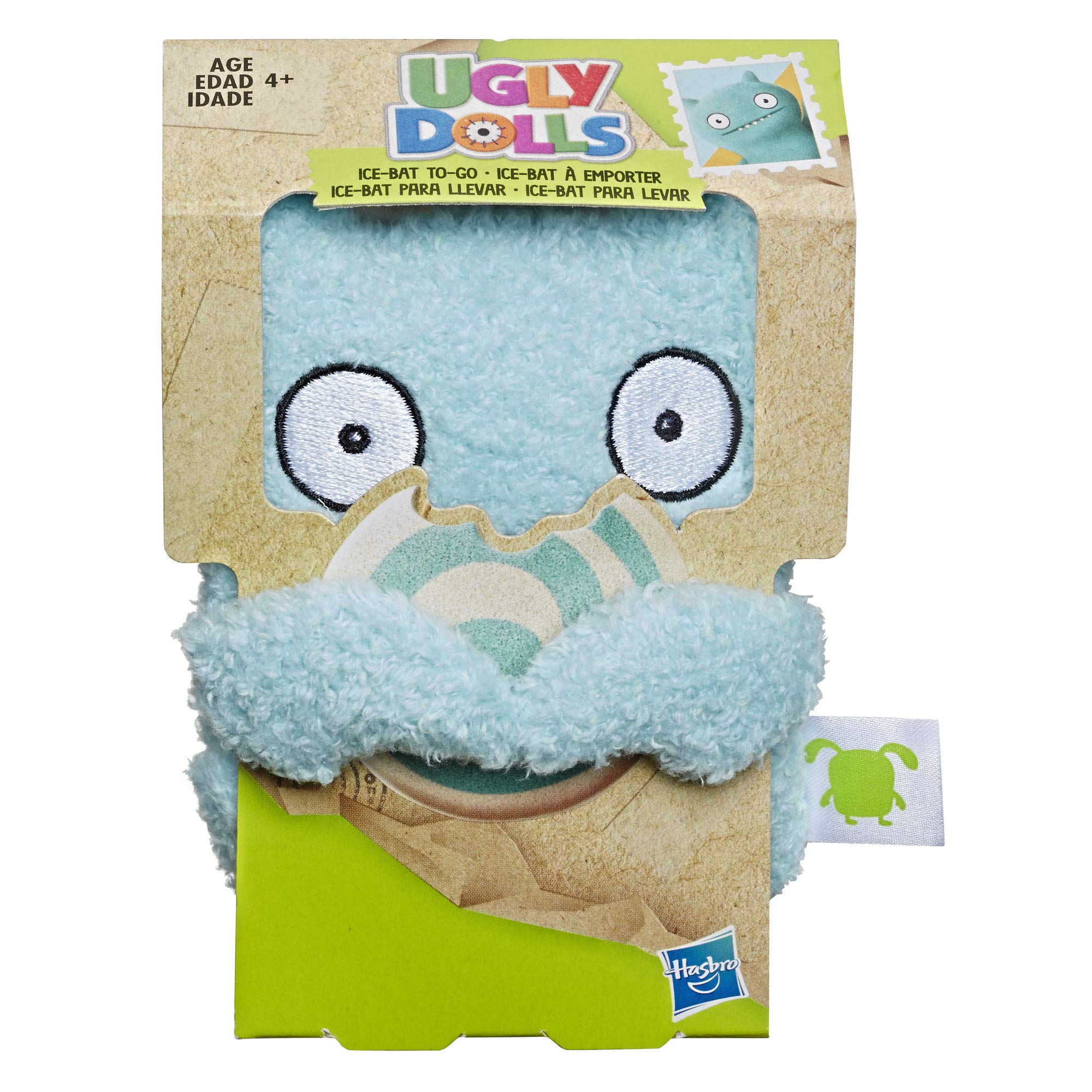 Hasbro Toys Uglydolls Ice-Bat to-Go Stuffed Plush Toy with Clip, 5" Tall