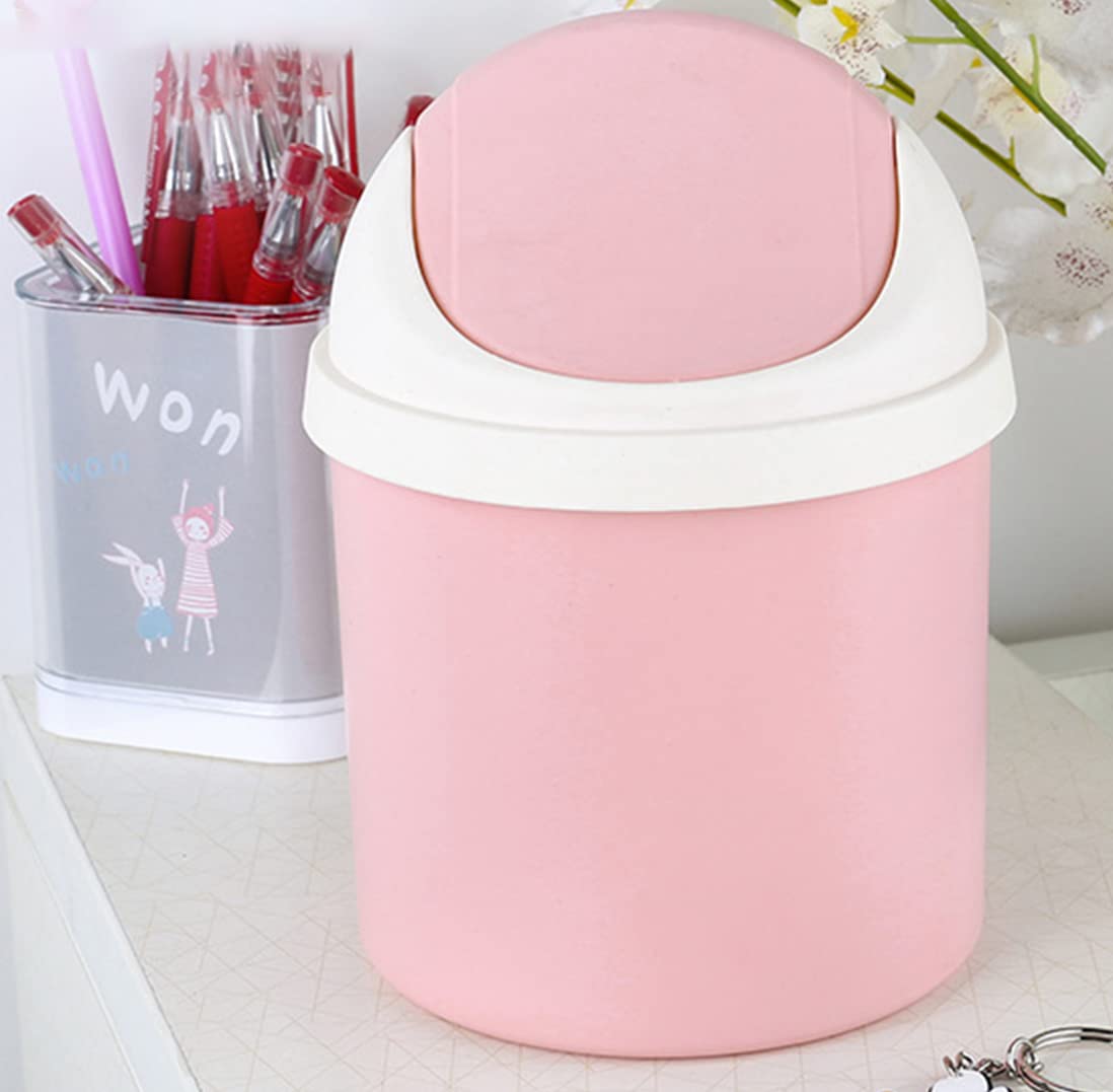 ZGWANSUI 2Pcs Desktop Trash Can with Swing Lid & 120 Trash Bag, Mini Countertop Trash Can for Desk, Tiny Cute Garbage Can, Small Waste Bin for Tabletop Counter Top Vanity Home Office Car, Blue