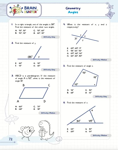 Math Practice Workbook Grades 6-8: 1000+ Questions You Need to Kill in Middle School by Brain Hunter Prep (Arithmetic, Algebra, Geometry, Measurement, ... more in Kill It Series by Brain Hunter Prep)