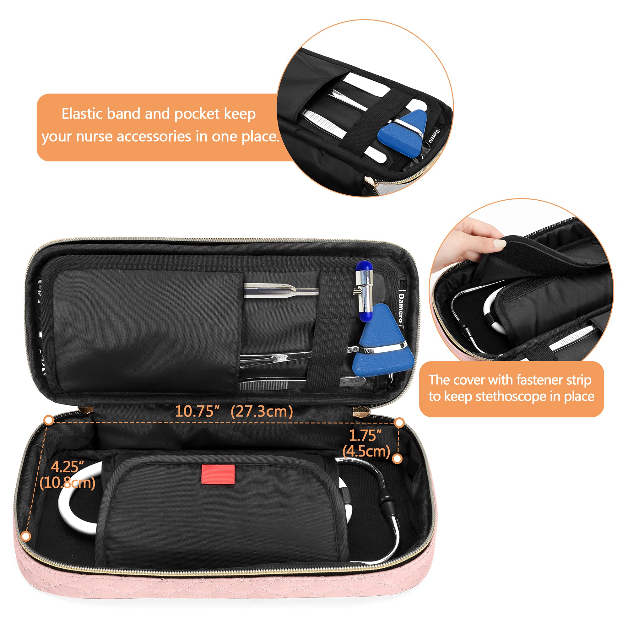 Damero Nurse Bag with Protective Stethoscope Case, Nurse Tote Bag with Stethoscope Carrying Case for Home Health Care, School, Work