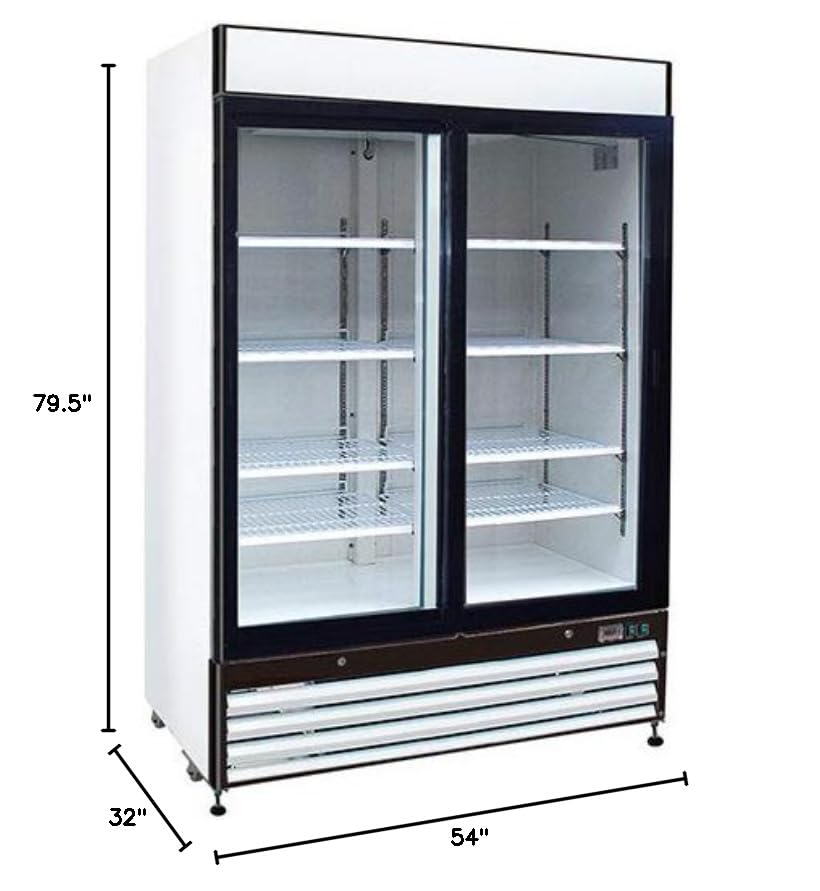 Kratos Commercial Display Refrigerator -Sliding Glass 2-Door Merchandiser, 54" W 48 cu ft (69K-723)