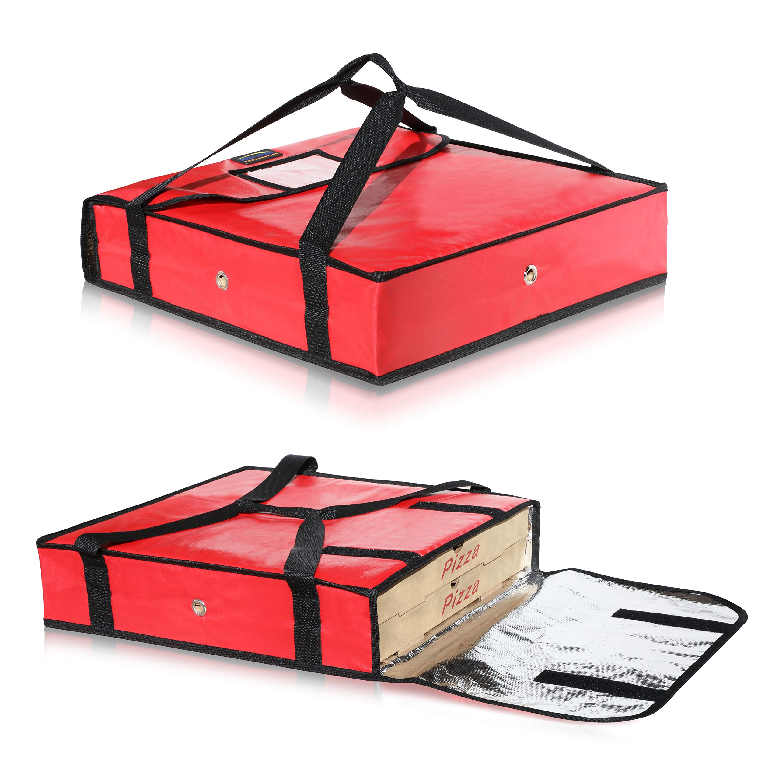 New Star Foodservice 50110 Insulated Pizza Delivery Bag, 22" by 22" by 5", Red