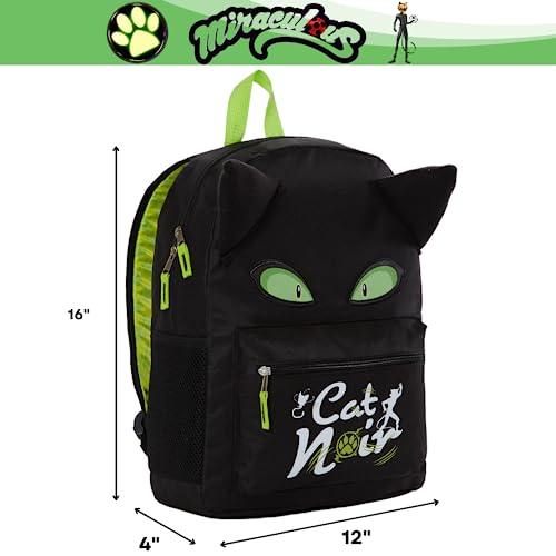 Miraculous Ladybug Cat Noir Backpack for Girls and Boys, 16 inch, Black