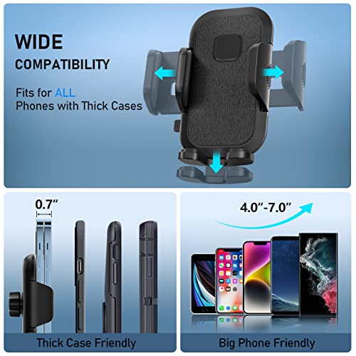 Fengtin Phone Mount for Car [Military-Grade Suction] 3 in 1 Car Phone Holder Mount Windshield Dashboard Air Vent Universal Car Dashboard Mount Phone Holder for Car Dashboard Fit All Smartphone