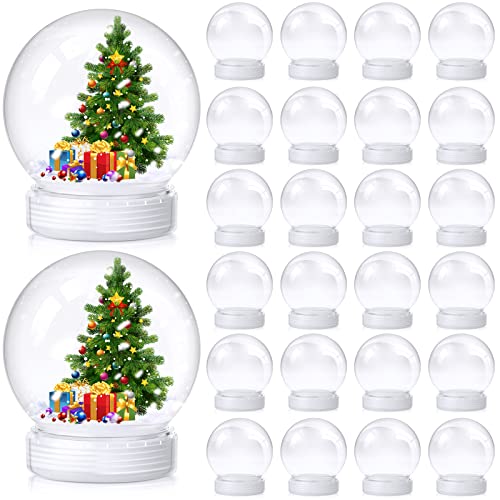 Mimorou 24 Pieces 3.9 Inch DIY Snow Globe Clear Plastic Water Globe with Screw Off Cap Water Globe Jar for DIY Crafts Home Decoration Gifts
