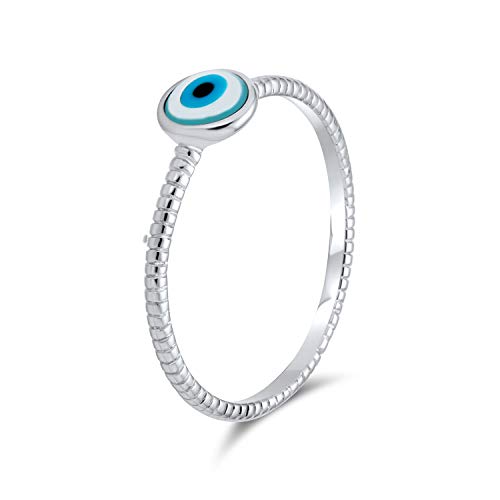 Bling Jewelry Minimalist Simple .925 Sterling Silver Midi Knuckle 1MM Band Stackable Evil Eye Ring For Teen For Girlfriend