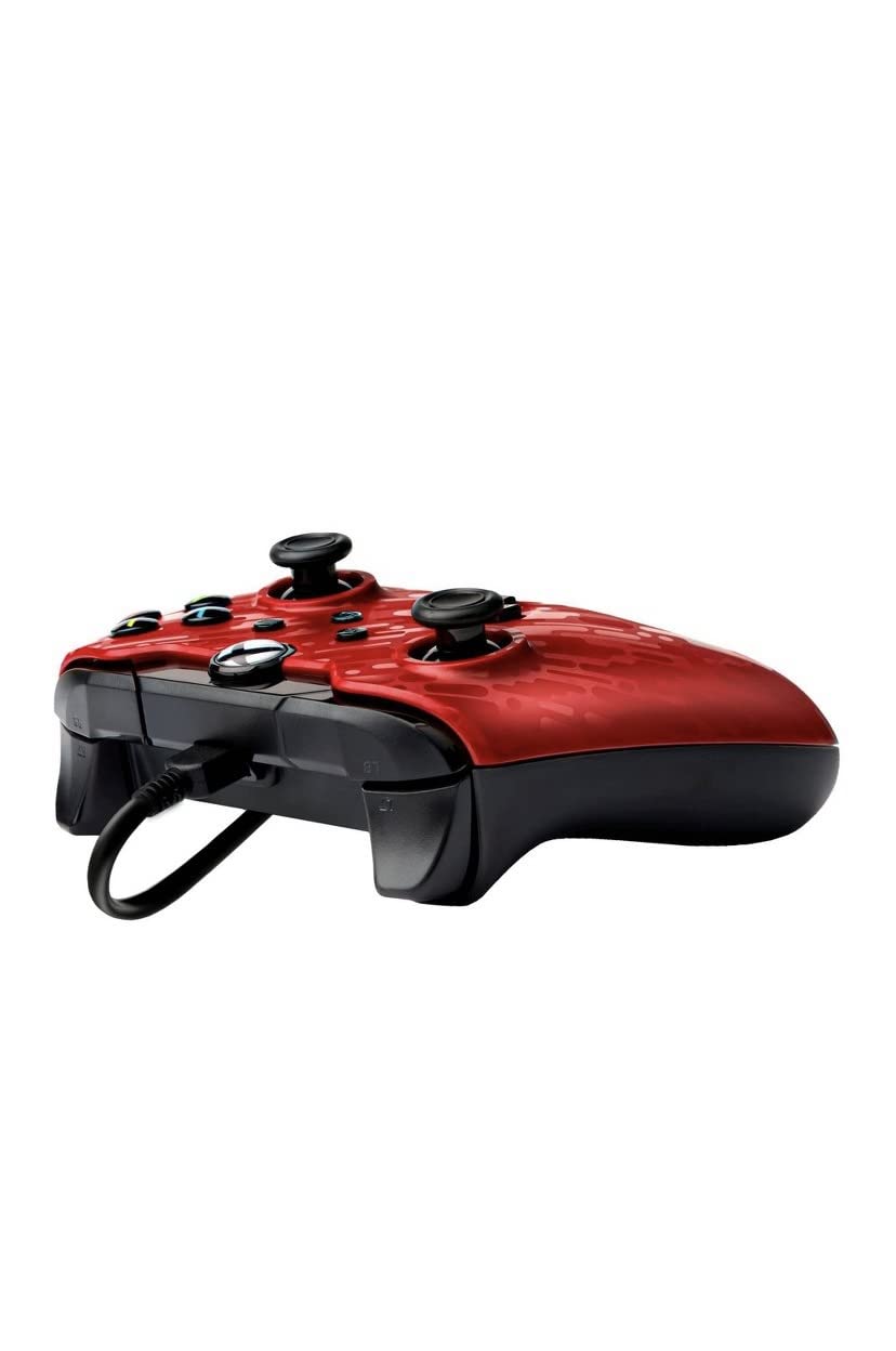 PDP Wired Game Controller - Xbox Series X|S, Xbox One, PC/Laptop Windows 10, Steam Gaming Controller - Perfect for FPS Games - Dual Vibration Videogame Gamepad - Red Camo/Camouflage