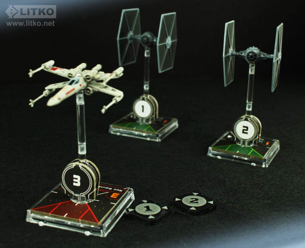 LITKO Space Fighter Target Lock Token Set | Ship Number | Compatible with Star Wars: X-Wing (Double-Sided #1-10, Black)