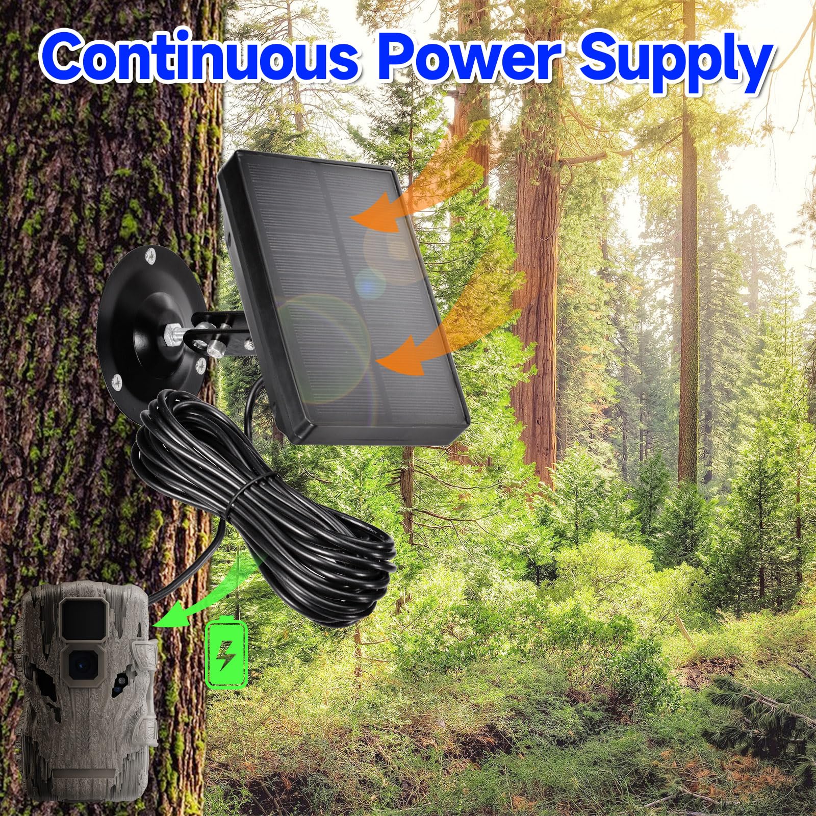 Bingfu Trail Camera 4W [9V] Solar Power Panel Charger Kit Battery Pack 1200mAh Solar Panel with Bracket Fits Most Wireless 4G LTE Cellular Hunting Game Cam Camera Deer Feeder