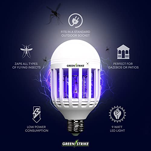 GREENSTRIKE LED Zapping Light Bulb | 2 in 1 Mosquito Led Zapper and Light Bulb | Lamp-Led Electronic Insect & Fly Zapper | Keeps Bugs Away | Attracts & Zaps All Type of Insects | Universal Fit