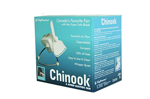 Caframo Chinook, 2-Speed Desk Fan, Cage Free, Easy To Clean Soft Blades, Canadian Made, 8.8" Blade, 707CHBBX, Black