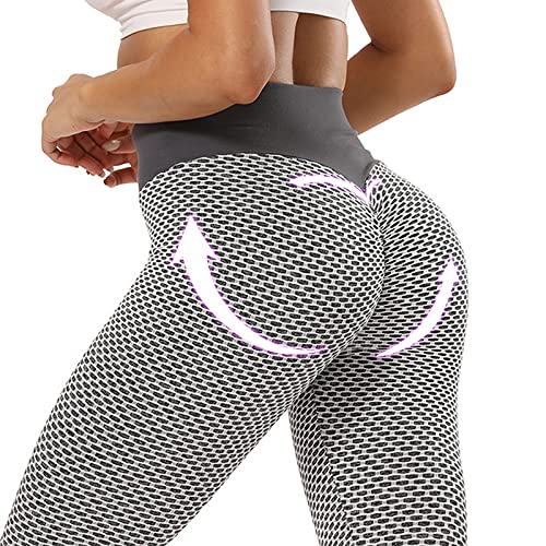 Bodypurge Women's High Waist Yoga Pants Tummy Control Workout Leggings Butt Lifting Scrunch Booty Tights White