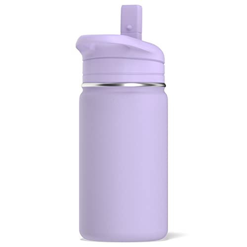 Hydrapeak Mini 14oz Kids Water Bottle with Straw Lid, Insulated Water Bottle Kids, Kids Water Bottle Stainless Steel, Kids Water Bottles (Lavender)
