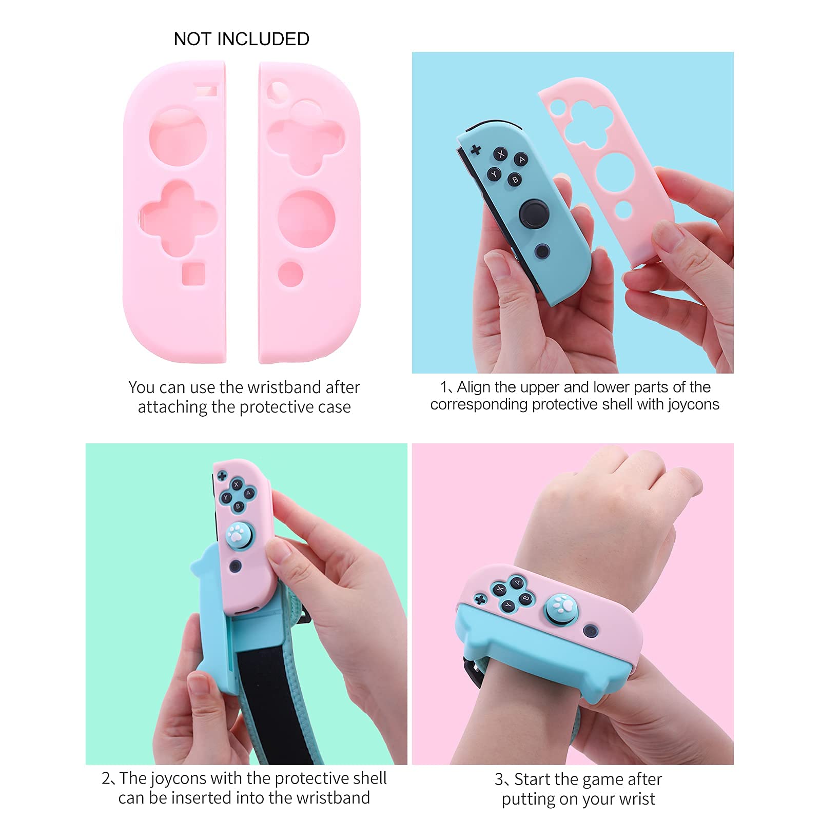 NANANINO Switch Wrist Bands, Cute and Comfortable Wristbands for Just Dance 2024 Nintendo Switch, Switch Joy Con Wrist Bands for Switch Boxing Games