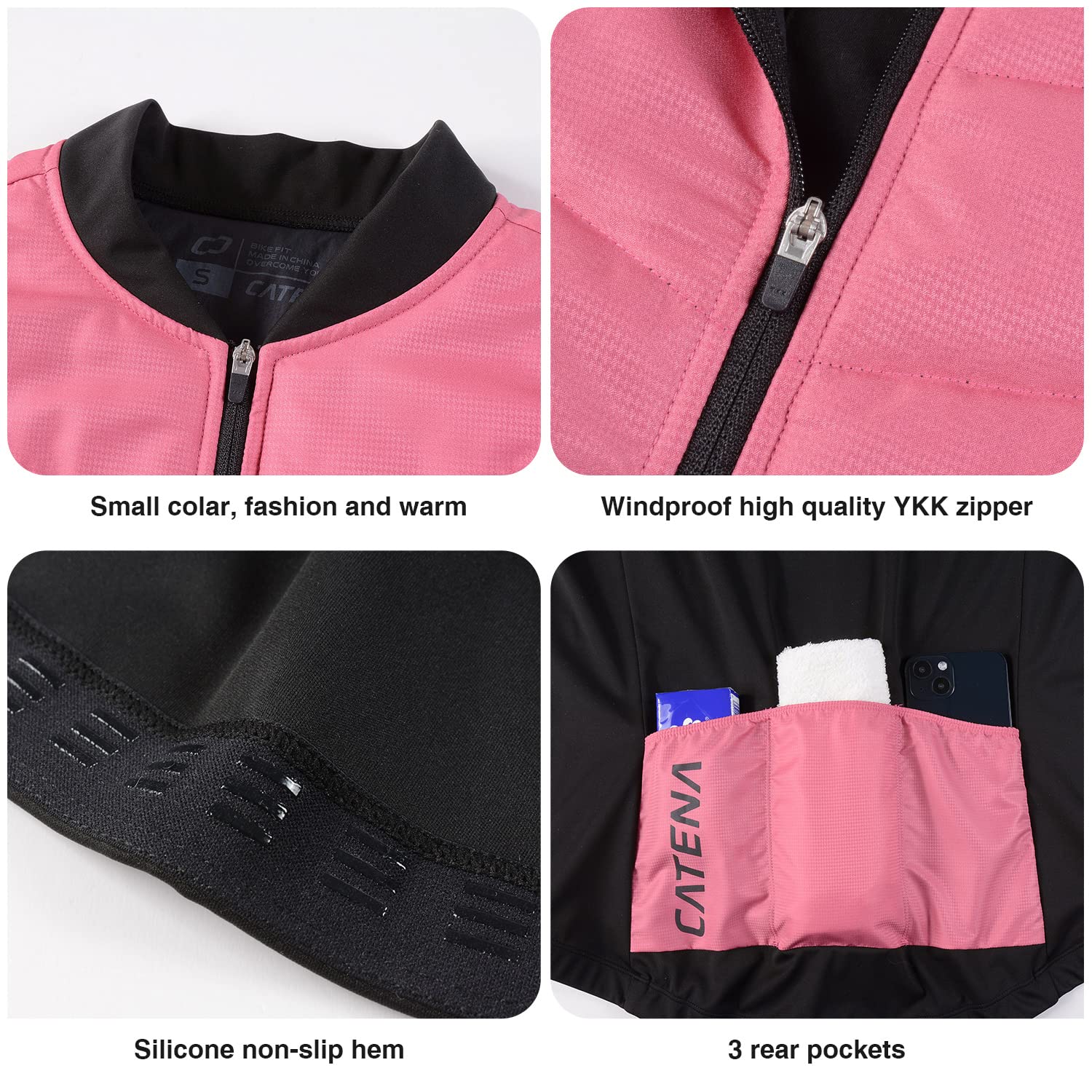 CATENA Space Cotton Women Cycling Vest Lightweight Puffer Warm Sleeveless Jacket Windbreaker Waterproof Coat
