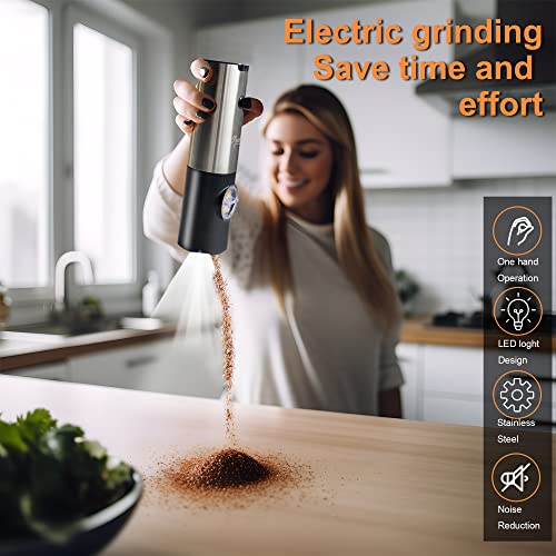 π΅ππ πΌπππππ
ππ
PwZzk Electric Salt and Pepper Grinder Set Rechargeable USB One Hand Automatic Operation Stainless Steel Electronic Spice Mill Shakers With Adjustable Coarseness (2 Pack)