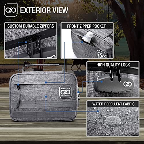 HELMET HEAD Smell Proof Bag with Lock, Smell Proof Stash Bag comes with a Grinder Card, this Smell Proof Case Offer Plenty of Room to keep all your Herbs and Tools Securely Together (Gray)