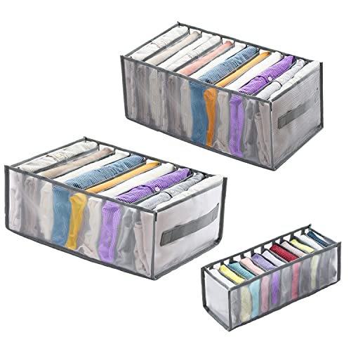 IrbingNii Clothes Organizer for Wardrobe Closet Jeans Pants Organizer Foldable Drawer Clothes Compartment Storage Box(Grey)