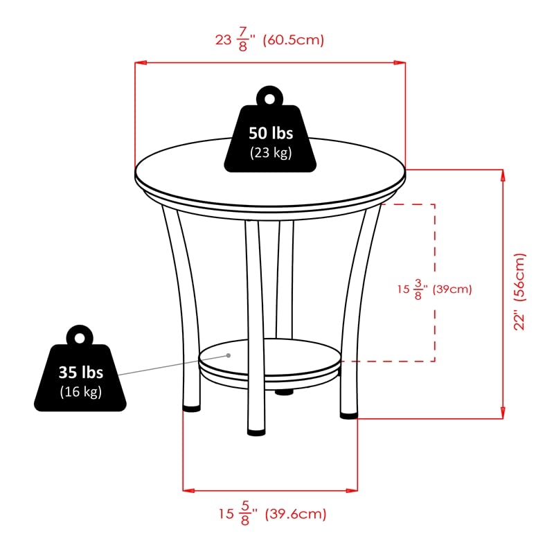 Winsome Wood Maya Occasional Table, Black/Metal, 23.82 inches, Modern