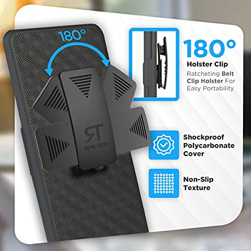 Holster Case with Belt Clip for Samsung Galaxy A71 5G SM-A716U [NOT for VERIZON 5G UW / A71 4G] - Slim Heavy Duty Combo - Phone Cover with Kickstand Compatible with Galaxy A71 5G - Black
