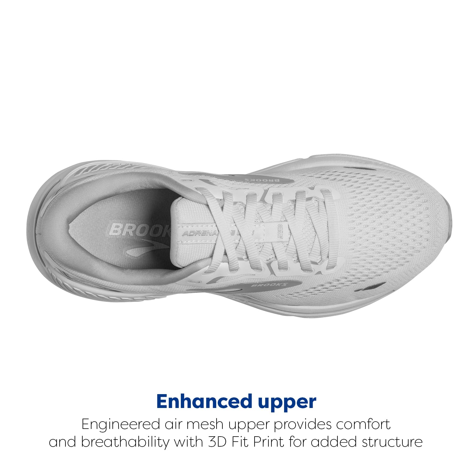 Brooks Women’s Adrenaline GTS 23 Supportive Running Shoe - White/Oyster/Silver - 9 Medium