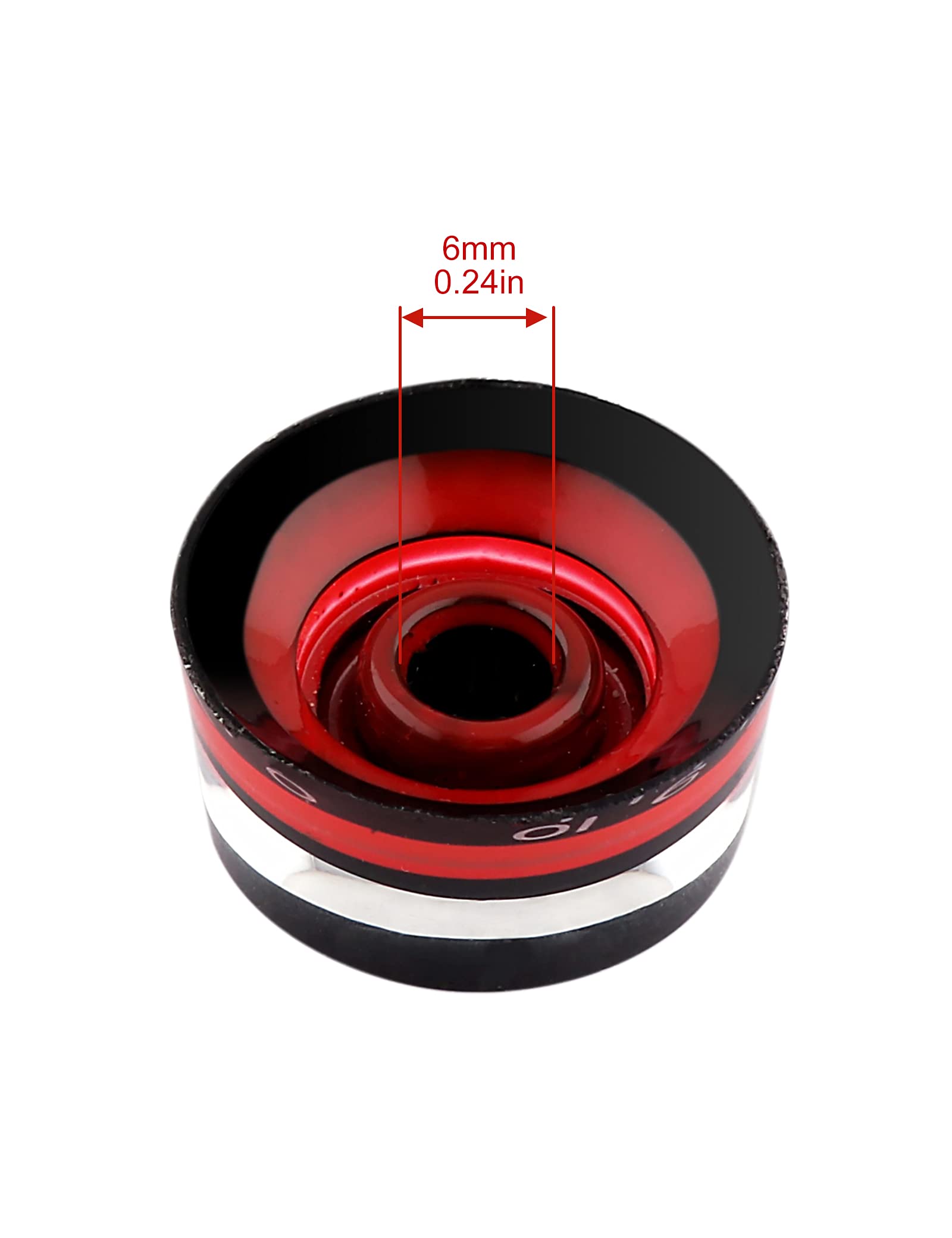 Bogart Guitar Knobs 6mm Shaft Volume Tone Control Knobs Top Hat Knobs for Les Paul LP SG Style Electric Guitar Set of 4pcs.,Black & Red