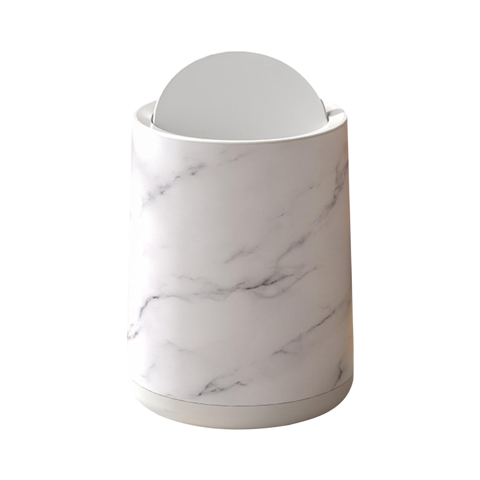 Generic Marble Bathroom Trash Can Household Trash Bin Garbage Container Removable Inner for Office, White Large, Optional