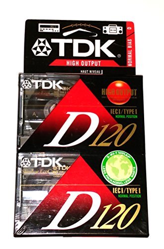 TDK D120 Dynamic Performance High Output IECI/Type I Normal Position Audio Cassettes D-120L2-2 Pack
