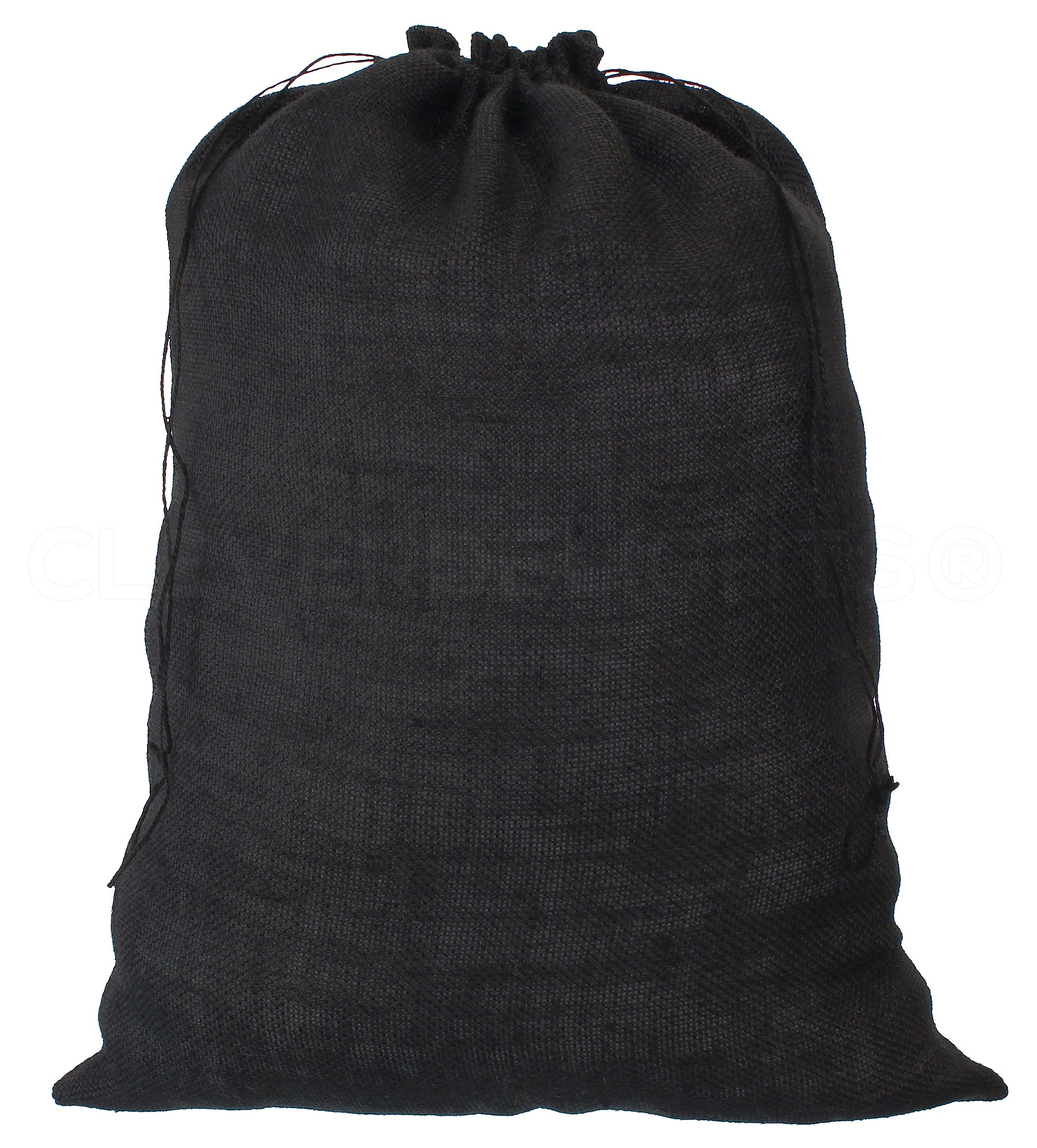 CleverDelights 18" x 24" Black Burlap Bags - 2 Pack - Jute Burlap Drawstring Sacks - 18x24 Inch